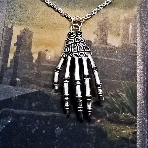 Baroque Vintage | Jewelry | Gothic Skeleton Bones Hand Silver Necklace ...